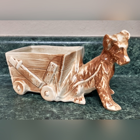 Mccoy | Accents | Vintage 95s Mccoy Pottery Terrier Dog Pulling Cart ...